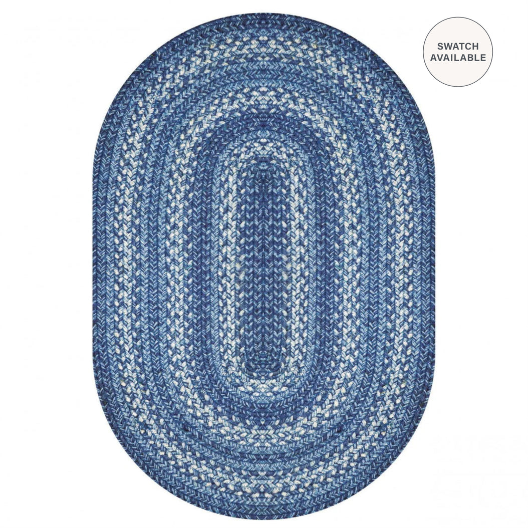Denim Blue Jute Oval Braided Rugs Reversible | Homespice – Homespice.com