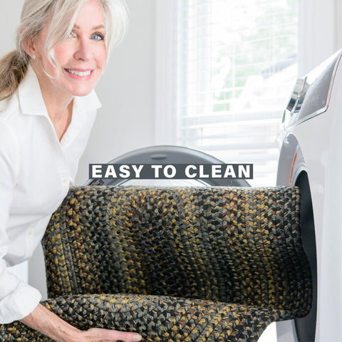 Black Forest Black-Grey-Mustard Rectangular UD Braided Rugs Washable ...