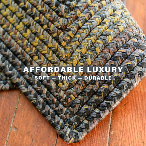 Black Forest Black-Grey-Mustard Rectangular UD Braided Rugs Washable ...